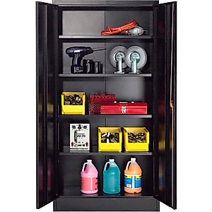 Global Industrial Unassembled Steel Storage Cabinet Recessed Handle, 36" W x 18" D x 72" H, Black