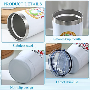 Rtteri 4 Pieces Teacher Appreciation Gifts Teacher Tumbler Bulk 20 oz Teacher Stainless Steel Tumbler Cup with Lids and Straws Brushes Thank You Tumbler Mug for Graduation Teacher Birthday Gifts