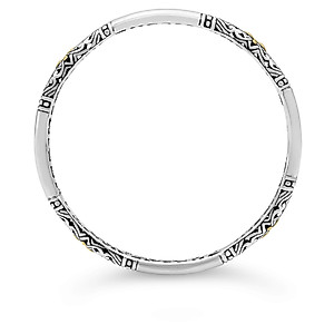 DEVATA Sterling Silver 925 with 18K Gold Accents Bali Accent Slide-on Bangle Bracelet DHK3526ATT (Size Medium)