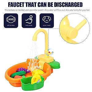 1 Set Children's Wash Basin Sink Toy with Running Gifts Educational Toys Children’s Toys Kitchen Toys Tableware Parent-Child Plastic Washing Dishes