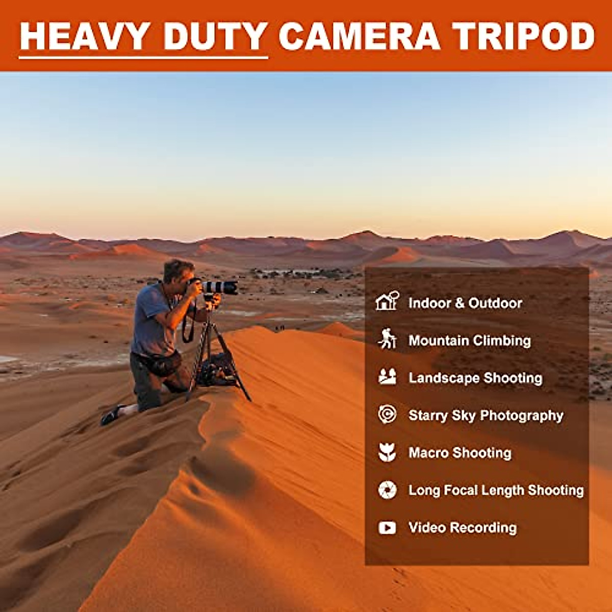 Camera Tripod, 80/84 inches Heavy Duty Tripod for Camera and Phone, 82" Camera Monopod Tripod, DSLR Binoculars Spotting Scope Camcorders Video Tripod Stand, 360 Degree Ball Head, 35 lbs Loads