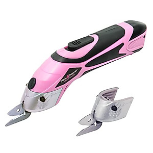 Pink Power Electric Fabric Scissors Box Cutter for Crafts, Sewing, Cardboard, Carpet, & Scrapbooking - Heavy Duty Professional Shears Cutting Tool - Automatic Cordless Electric Scissors Fabric Cutter