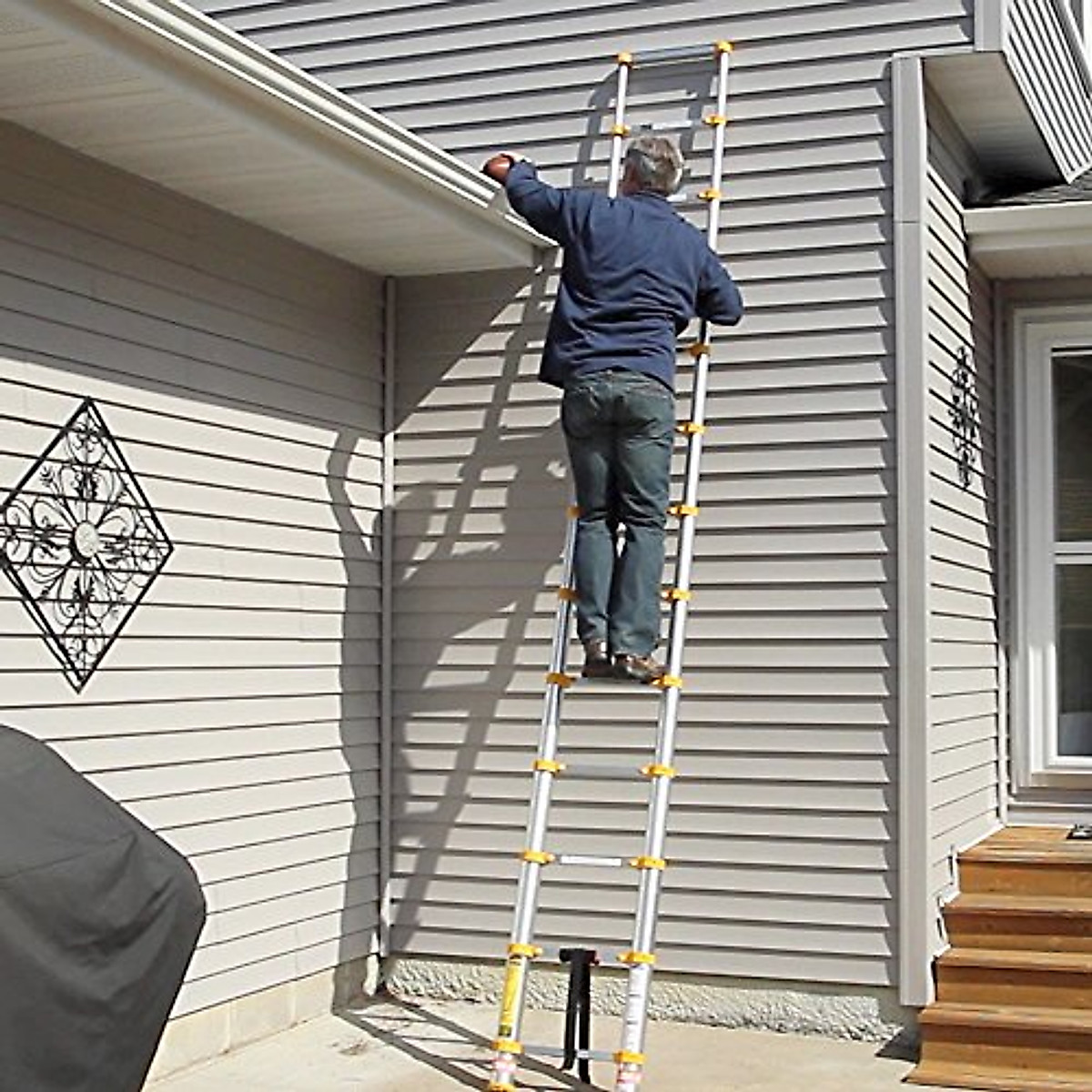 Xtend & Climb 770P telescoping-ladders, 12.5 ft, Yellow/Gray