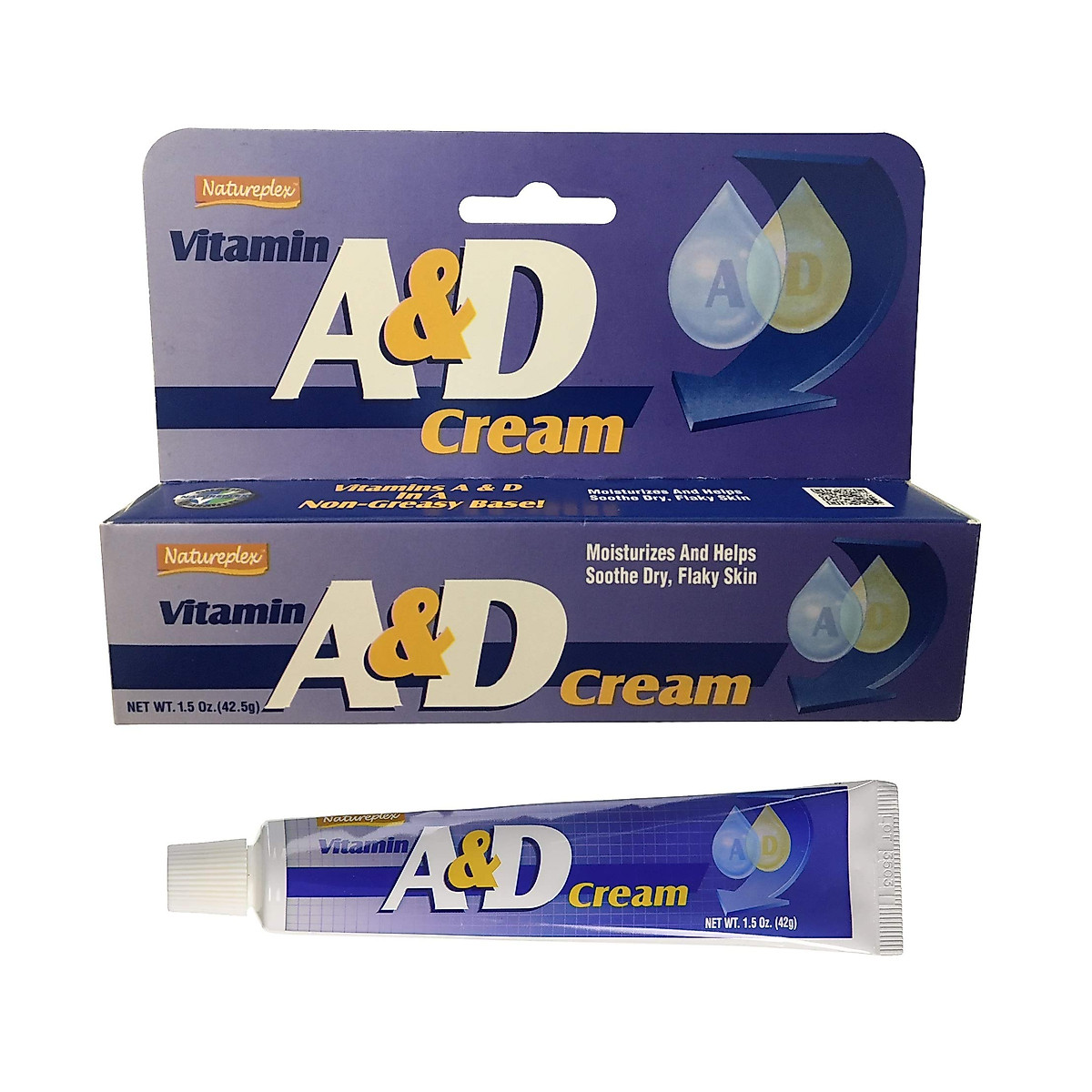 Vitamin A&D Moisterizing, Soothing Cream, 2 x 1.5 oz Bottles (for Dry, Flaky Skin)