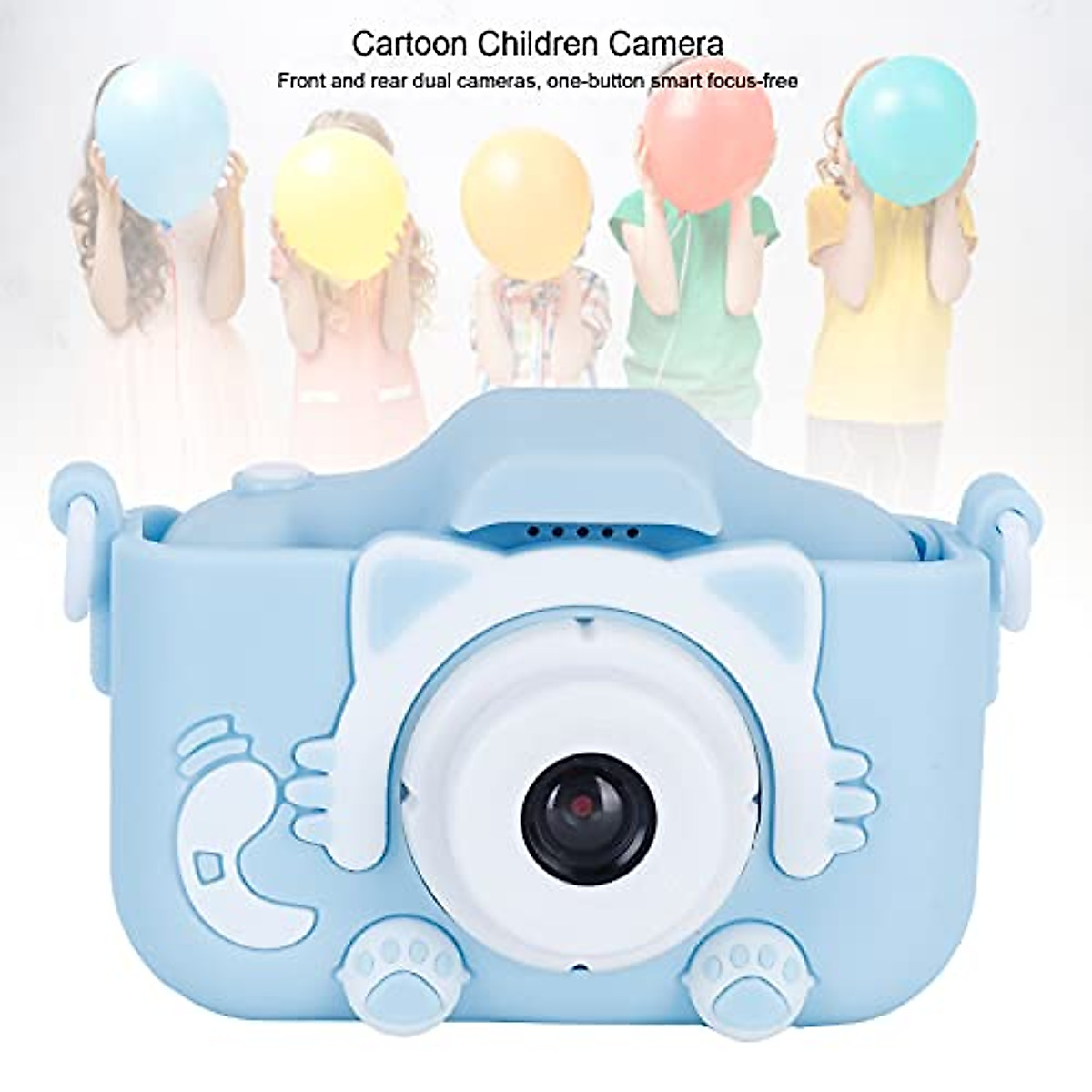 070 Camera Children Camera Portable 40MP Cartoon Cat Photograph Camera with Puzzle Games Birthday Gifts for Kids Children (Blue)