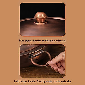 Chafing Dishes Retro Copper Hot Pot, Old Style Clear Soup Pot Thickened Flat Bottom Copper Pot Home Commercial Thickened Copper Hot Pot For Induction Cooker (Color : Brass, Size : 18cn)