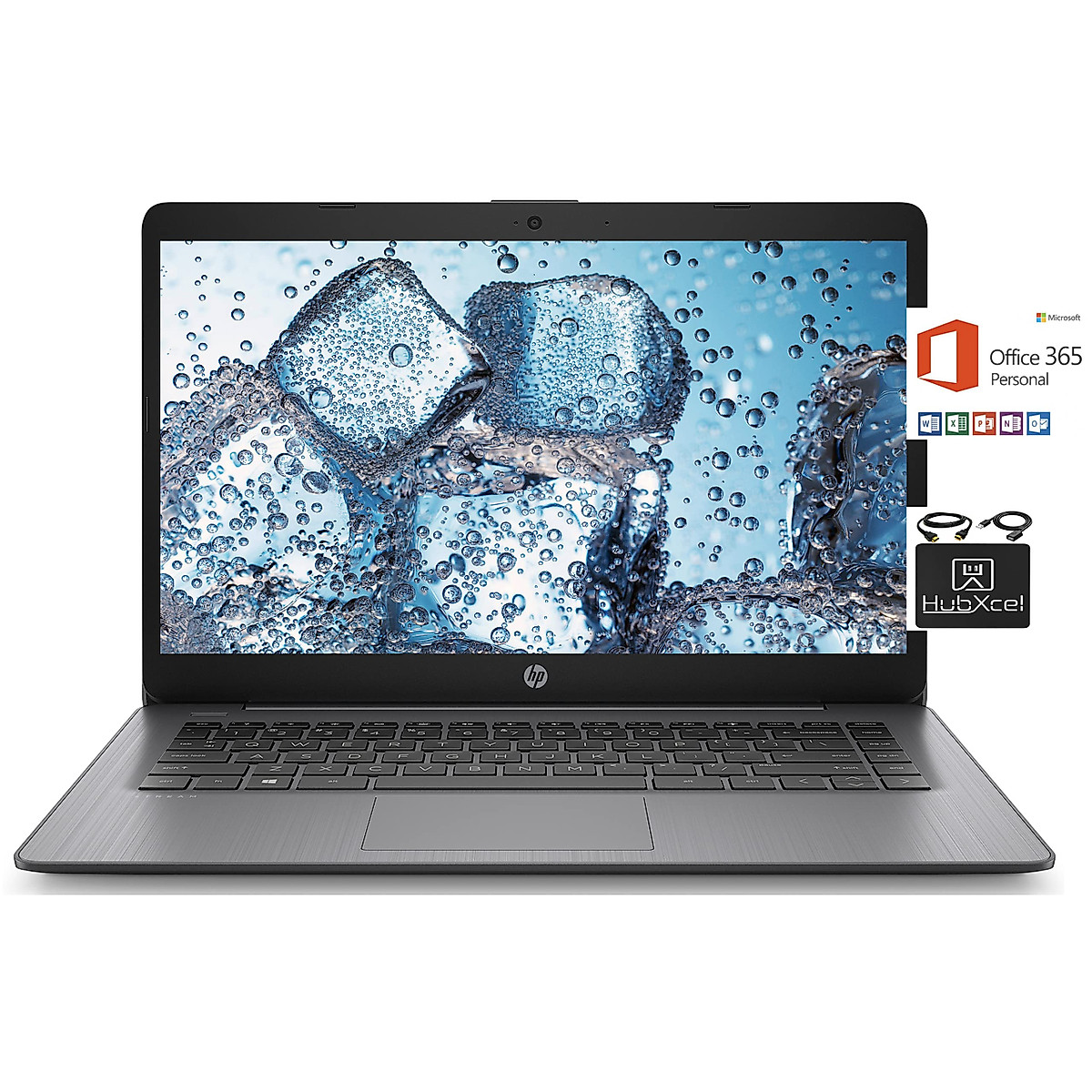 2021 Newest HP 14 inch HD Laptop Computer, Intel Celeron N4000 up to 2.6 GHz, 4GB DDR4, 64GB eMMC Storage, WiFi, Webcam, HDMI, Bluetooth, 1 Year Microsoft 365,Windows 10 S, Black + Hubxcel Cables
