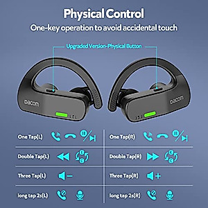 DACOM True Wireless Bone Conduction Headphones Open Ear Bluetooth Headphones with Earhooks 26 Hrs Playtime with Charging Case Sport Earbuds Waterproof with Built-in Mic for Workouts Running Cycling