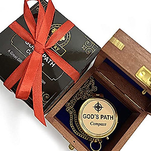 God's Path Compass - Religious Gifts for Men, Baptism Gift for Teenage Boys, Christian, Catholic, Communion, Confirmation, Graduation, Sentimental & Inspirational Present - Greeting Card Included