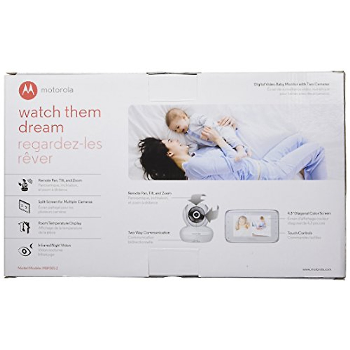 Motorola MBP38S-2 Digital Video Baby Monitor with 4.3-Inch Color LCD Screen and 2 Cameras with Remote Pan, Tilt and Zoom
