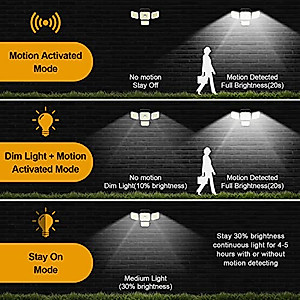 Solar Outdoor Lights Motion Sensor, 292 LED Solar Flood Lights w/Remote Control, 4 Heads Solar Panel Powered Security Lights IP65 Waterproof, Wired Solar Wall Lights for Garage Yard Shed Garden