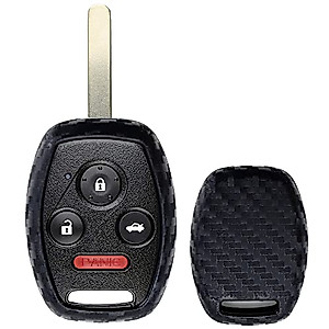 iJDMTOY Carbon Fiber Pattern Soft Silicone Key Fob Cover Case Compatible with Honda Accord Civic CRV CRZ FIT Insight Pilot Odyssey Ridgeline, etc 2 3 4 Button Key