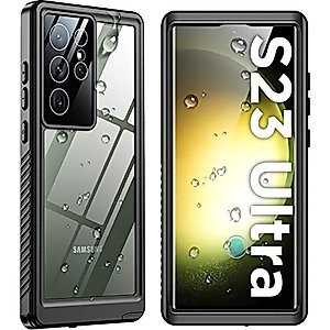 Temdan for Samsung Galaxy S23 Ultra Case,Waterproof Built-in Lens & Screen Protector[Full Body Shockproof][12 FT Military Drop Proof][Dustproof][IP68 Underwater] Case for Galaxy S23 Ultra 6.8’’-Black