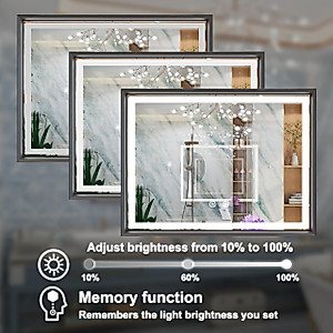 JSneijder 2-Piece(Frameless+Framed) LED Bathroom Mirror, 40x32 Inch, Wall Mounted Dimmable Anti Fog Lighted Vanity Mirror for Bedroom