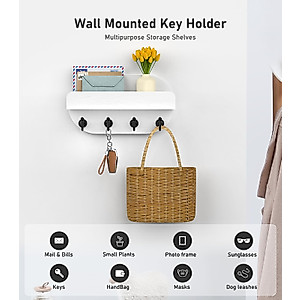 buways Key Holder Wall Mount,Key Holder for Wall Decorative Key and Mail Holder with Shelf,Modern Key Hooks for Home Wall Decor for Apartment Office Entryway Front Door Living Room (White
