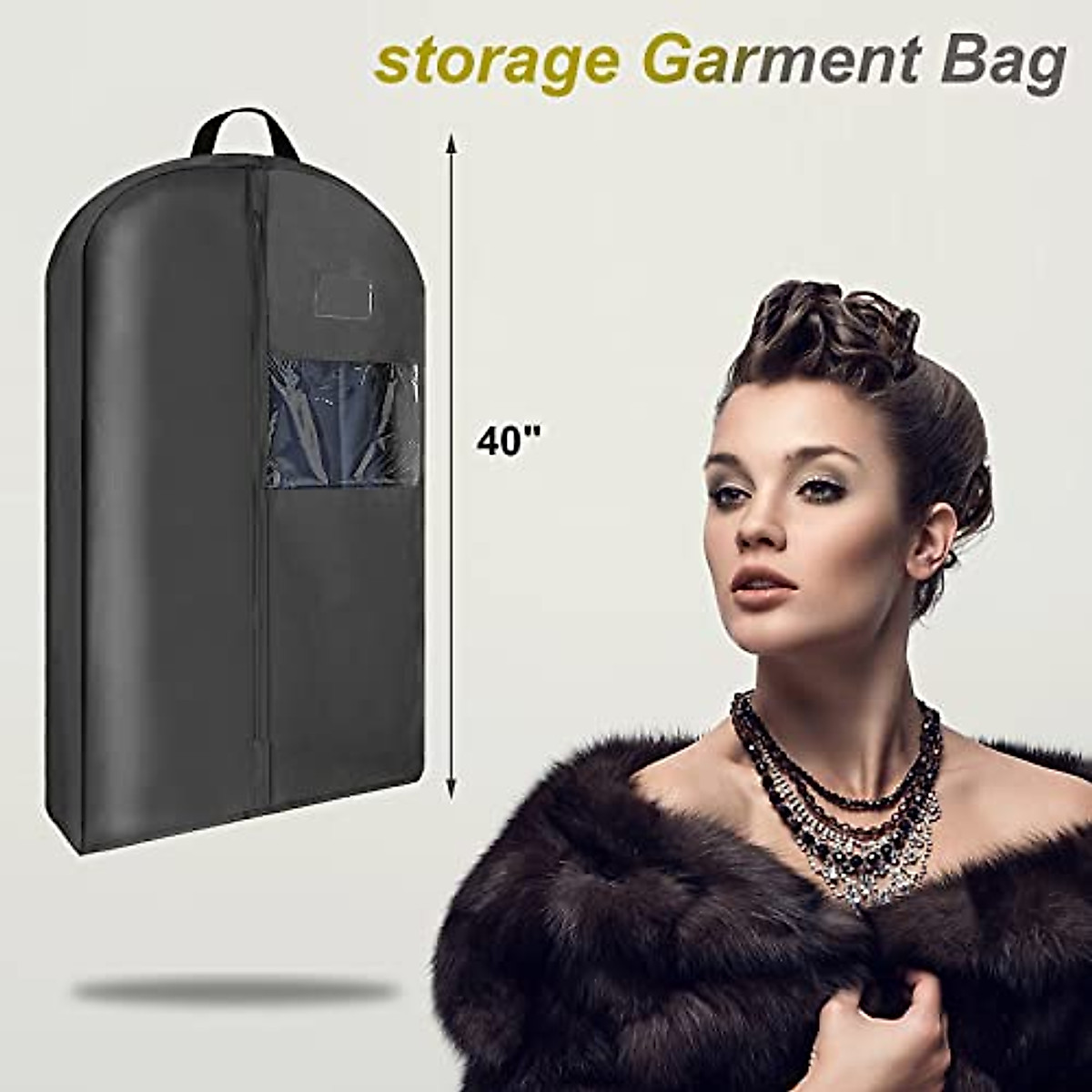 40"Garment Bags For Travel,Garment Bag Suit Bags For Men Closet Storage,Gusseted Travel Garment Bag With Zipper Pocket,Garment Bags For Hanging Clothes,Suit Cover T-Shirt, Jacket, Suits, Coats.