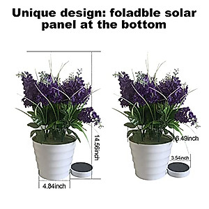 UFUNDA Outdoor Solar Flower Lights with Pot, Landscape Pathway Decorative LED Lights, UV Resistant Lavender Solar Lights Outdoor Waterproof for Garden Decor, Lawn, Patio,Courtyard, Sidewalk(Lavender)