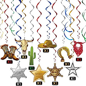 Blulu Western Party Decorations Pack Hanging Swirls Foil Swirls Party Ceiling Decorations Western Cowboy Theme Party Barnyard Theme Birthday Baby Shower Decor Event Supplies 30Ct