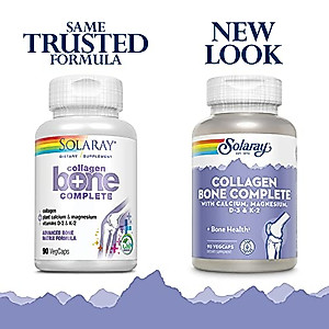 SOLARAY Collagen Bone Complete | Advanced Bone Matrix Formula with Plant Calcium & Magnesium | 30 Servings | 90 VegCaps