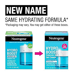 Neutrogena Hydro Boost Fragrance Free Face Moisturizer with Hyaluronic Acid for Dry Skin, Water Gel Moisturizer For a Refreshing Burst of Hydration & Glowing Skin, Non-Comedogenic, 1.7 oz