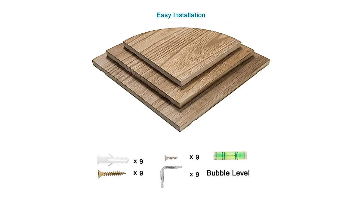 Amy Dceom Rustic Wood Corner Shelves (Set of 3) - Natural | Shop Now