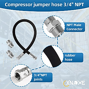 [2023 Upgraded] 40" x 3/4" Universal Compressor Jumper Hose - Two 3/4" Adapters, MAX 15MPA, 2175 PSI F0215-3 YEARS WARRANTY