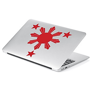 Yoonek Graphics Philippines Flag 1 Sun and 3 Stars Logo. Filipino Decal/Sticker for Car Window, Laptop, Motorcycle, Walls, Mirror and More. SKU: 574 (4" Height, Red)
