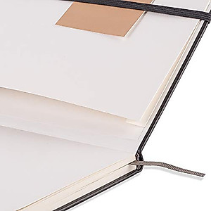 Dotted Grid Notebook/Journal - Dot Grid Hard Cover Notebook, Premium Thick Paper with Fine Inner Pocket, Dark Gray Smooth Faux Leather, 5''×8.25''