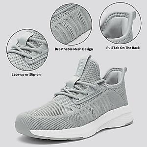 Lamincoa Womens Walking Sneakers Running Tennis Shoes Lightweight Memory Foam Casual for Gym Workout Yoga Light Grey Size 8