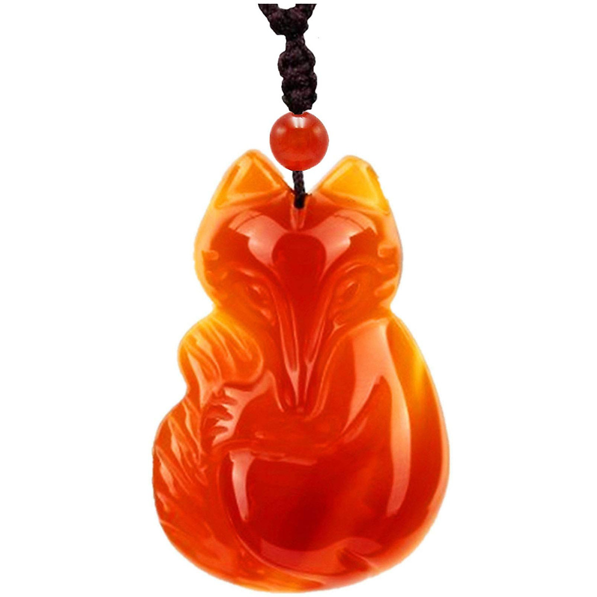 COOLSOME Women's Red Agate Fox Queen Pendant Necklace Grounding Stone Protection (Red Agate)