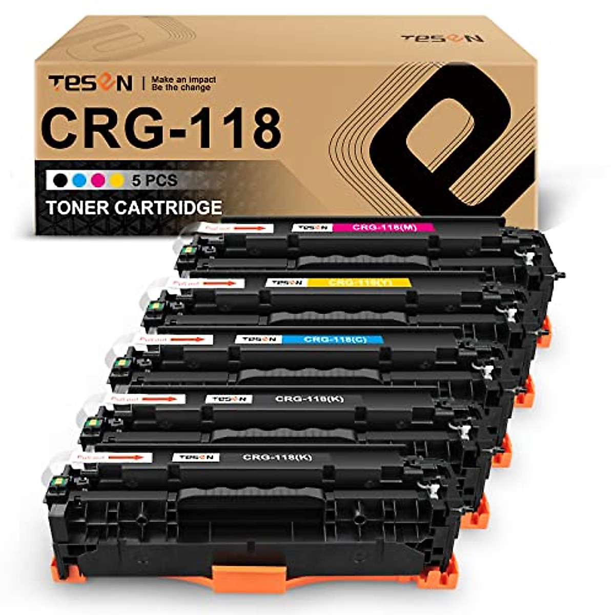 CRG118 TESEN Compatible Toner Cartridge Replacement for Canon 118 CRG118 for Canon ImageClass MF726Cdw MF8350CDN MF8580Cdw MF8380Cdw LBP7660Cdn Printer 5 Packs (2xBlack, 1xCyan, 1xMagenta, 1xYellow)