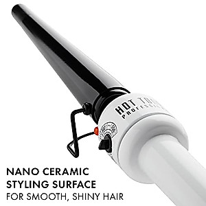 Hot Tools Professional Nano Ceramic Tapered Curling Iron for Shiny Curls, Medium 1/2 to 1 Inch, Black/White