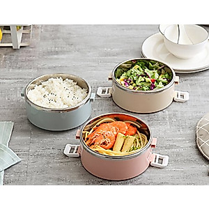 WORTHBUY Lunch Box Stainless Steel, Insulated Compartment Lunch Container For Hot Food, Spoon & Fork Set, Lunch Bag For Adults(Bpa-Free, 3-Tier)