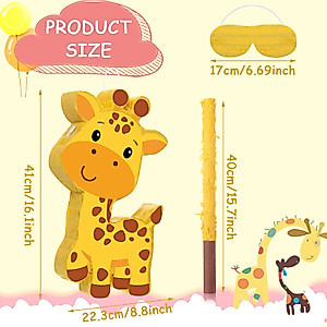 Aoriher Giraffe Piñata Safari Piñata with Blindfold and Bat Giraffe Birthday Party Supplies Safari Jungle Zoo Animal Party Favors for Birthday Supplies, 16 x 11.3 x 3.2 Inch