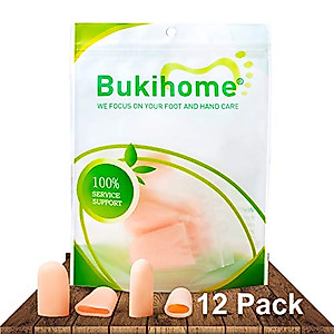 Bukihome 12 PCS Gel Finger Cots, Finger Protectors, Finger Sleeves for Protect Fingertips, Hand Eczema, Finger Cracking and More (Champagne (color))
