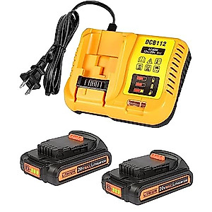 3.0Ah Replacement for Dewalt Battery 20V 2Pack and Charger Compatible with DCB102 DCB104 DCB118 DCB115 DCB205 DCB204(Orange)