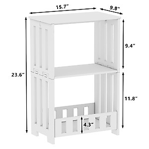 HAYOFAMY Side Table Night Stand Set of 2, 3 Tier Narrow End Table with Display Shelf, Small Bookcase Bookshelf, Simple Bedside Table Storage Rack for Bedroom, Living Room, Office, Bathroom, White