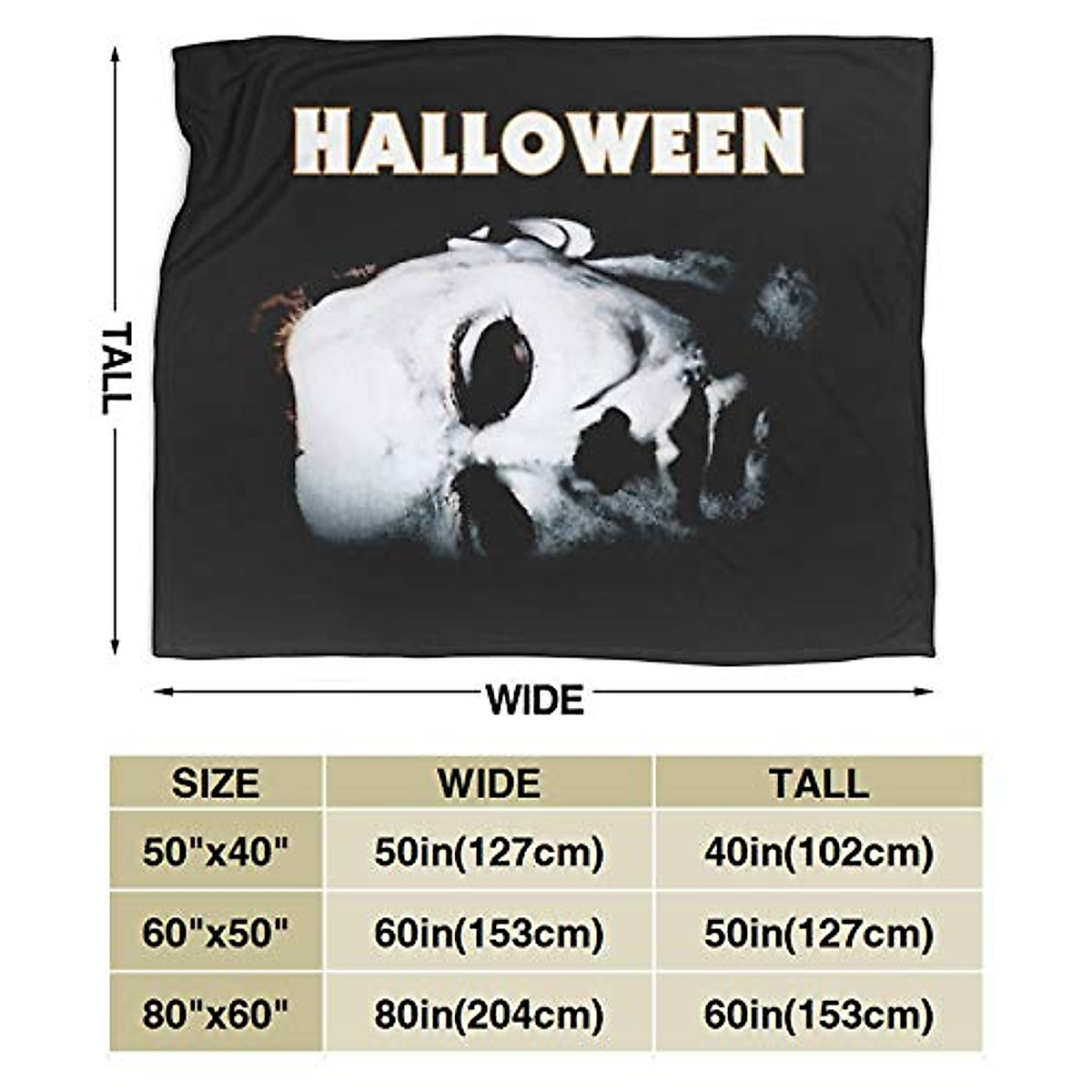 Hallo-ween Mic-hael My-ers Ultra-Soft Warm Micro Fleece Throw Blanket Sherpa Plush Fleece Wearable Throw Blankets for Bed Couch Living Room (50"x40" inch)