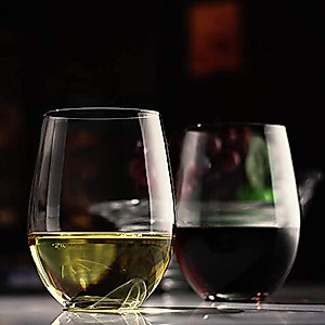 LUXU Stemless Wine Glasses(Set of 4)-20 oz,Crystal Wine Cups for Red or White Wine,Large Water Juice Glasses,No Stem Glass Beverage Cups,Clear Drinking Tumblers for Any Occasion