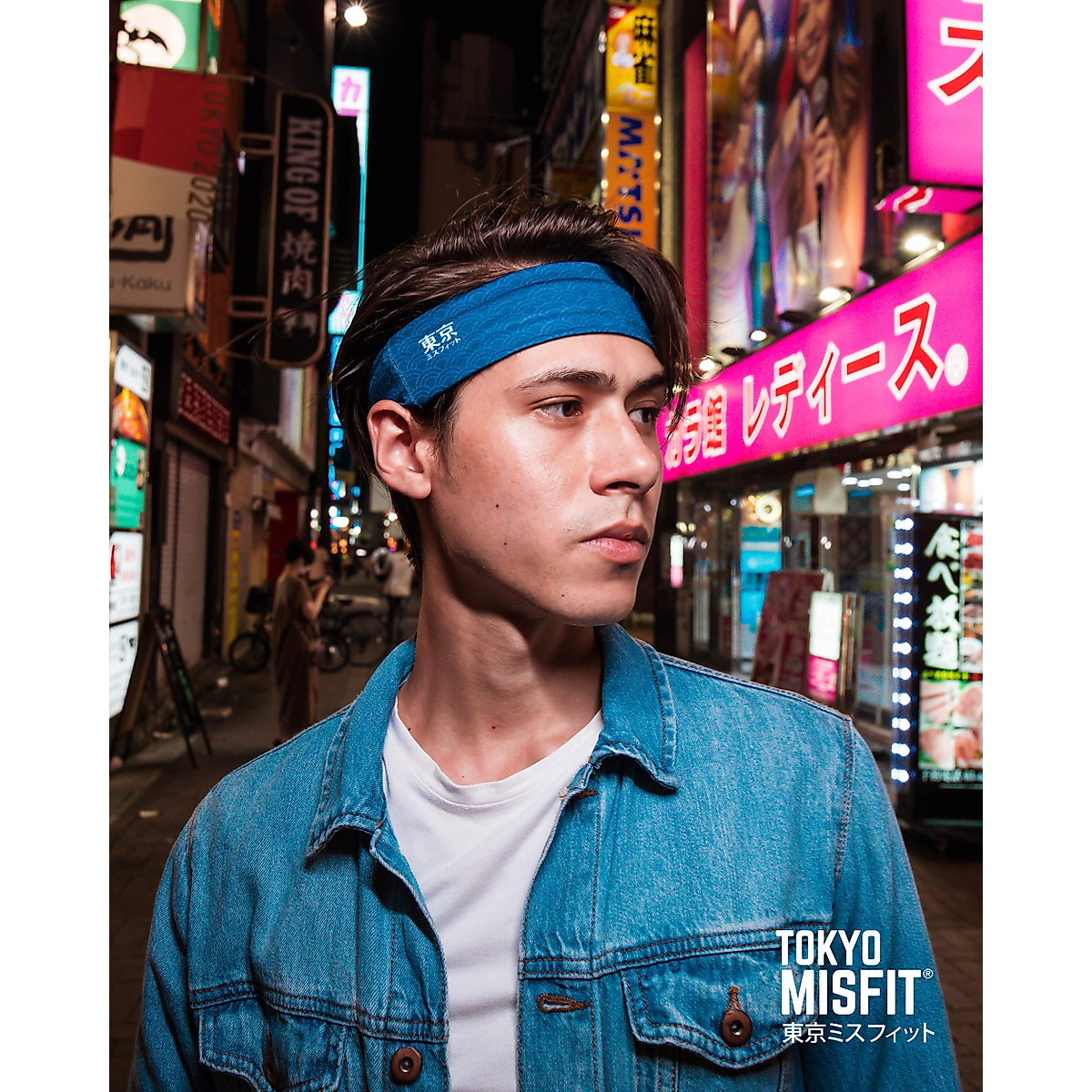 Tokyo Misfit - Japanese Headbands for Men & Women, Sweat Band, Workout, Yoga, Fashion, Running, Sports, Basketball, Bandana (Wave-Seigaiha)