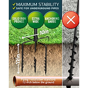 BACKYARD THERAPY Outdoor String Light Poles - 9ft Pole for Hanging Lights Outside - Galvanized & Powder Coated - Secure Ground Grip Stand - Garden, Deck, or Patio Area Lighting (2-Pack)