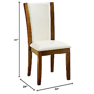Furniture of America Archie Leatherette Upholstered Dining Chair, White, Set of 2