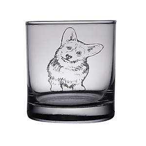 HullSpeed Designs Corgi Butt - 2 Sided Engraved Rocks & Whiskey Glasses (Set of 2)