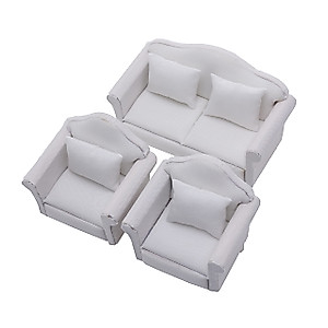 Fateanuki 1 12 Scale Doll House Furnitures 3pc Sofa Miniature Dollhouse Toy Parlor Bedroom Decoration Accessories
