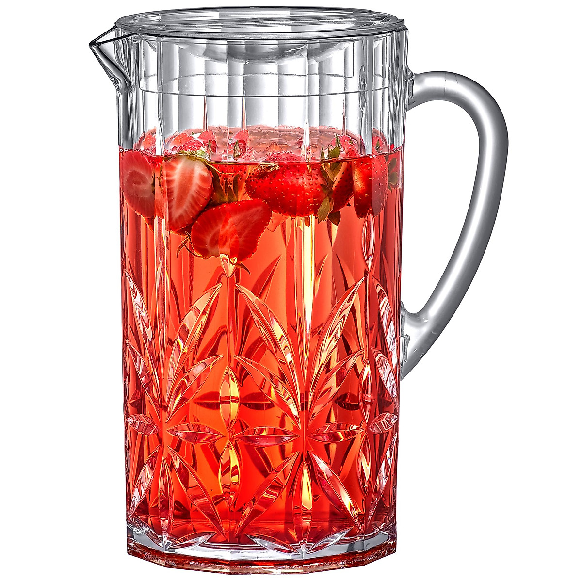 Amazing Abby - Stately - Acrylic Pitcher (80 oz), Clear Plastic Water Pitcher with Lid, Fridge Jug, BPA-Free, Shatter-Proof, Great for Iced Tea, Sangria, Lemonade, Juice, Milk, and More