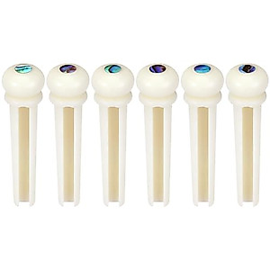 Blisstime 6pcs Guitar Bone Bridge Pins Replacement Parts with Abalone Dot