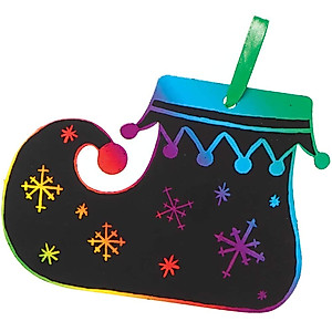 Baker Ross AX395 Christmas Elf Scratch Art - Pack of 10, Magic Scratch Art and Craft Kits for Kids Xmas Eve Activities