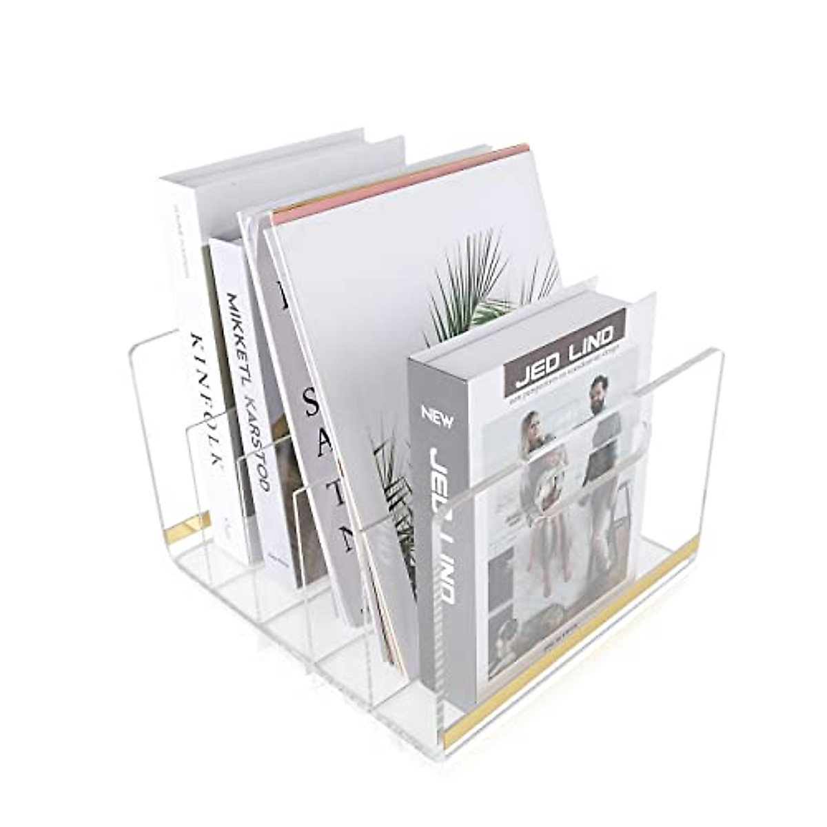 Acrylic File Sorter, 5 Sections Desk Plastic File Folder Rack,Clear Office File Organizer For Notebooks, Binders, Envelopes, Magazines CD (Magazine Holder)