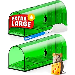 Motel Mouse Humane Mouse Traps No Kill Live Catch and Release 2 Pack - Reusable, Easy to Use & Clean, No Touch Release, Sensitive Includes Cleaning Brush, Instruction Manual & Video - Mousetrap Indoor