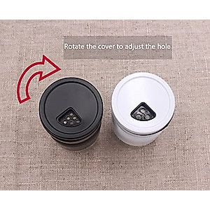 Wartter Farmhouse Salt and Pepper Shakers Set with Adjustable Lids, Cute Shaker Set with White Black Stainless Steel Lids